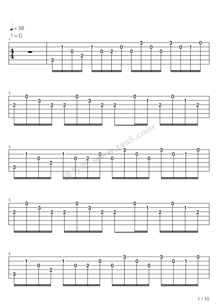 吉他谱 - always somewhere