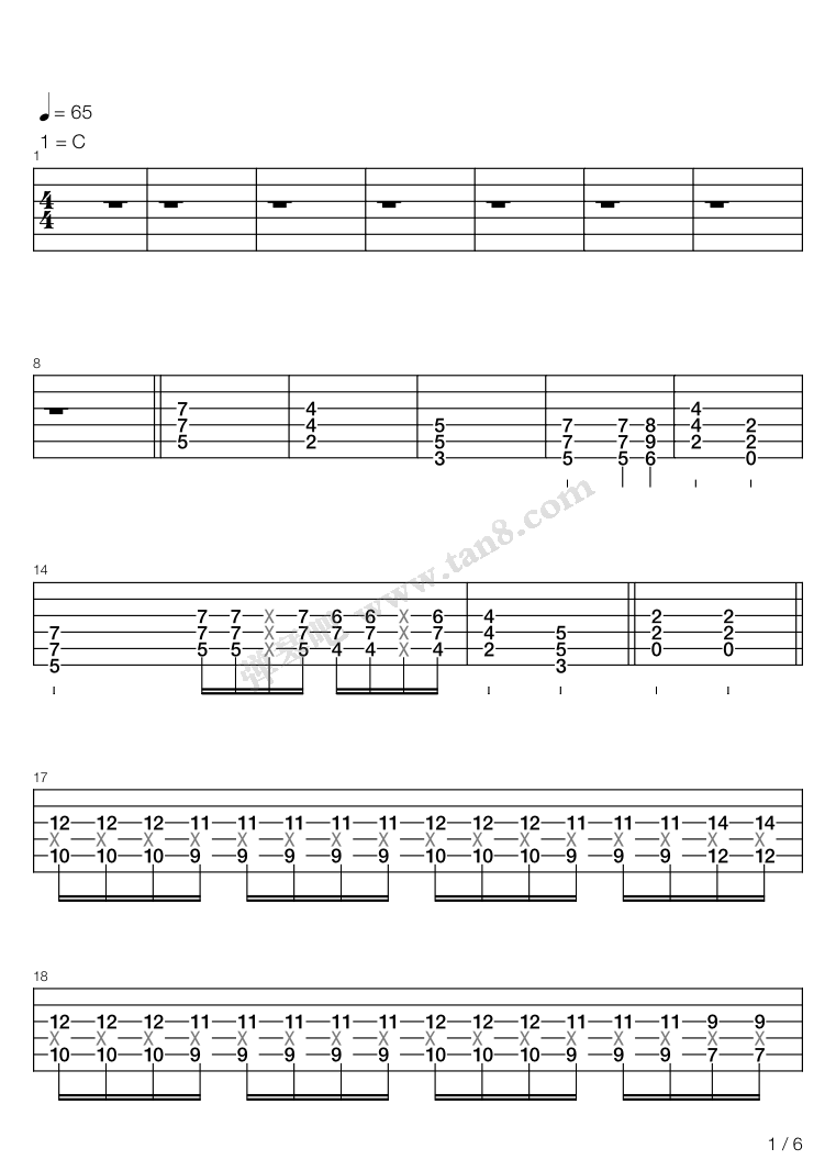 《Disenchanted》,My Chemical Romance（六线谱 吉他谱）--弹琴吧(原蛐蛐钢琴网)，吉他入门，钢琴入门，优质吉他 ...
